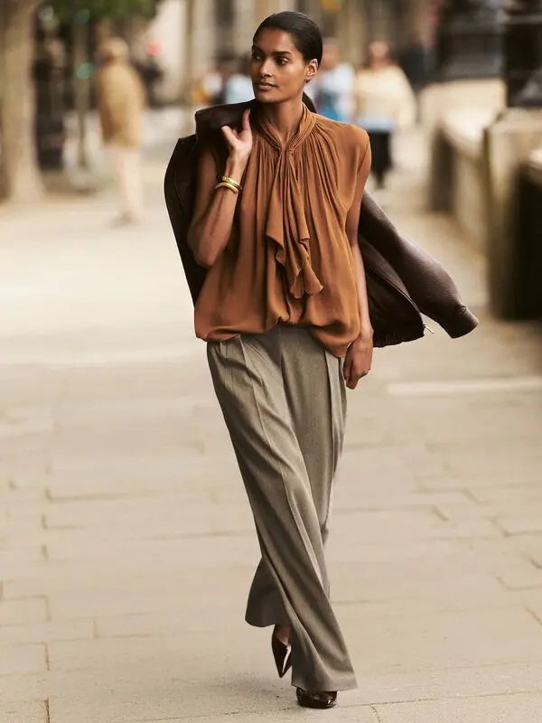 REISS Wide-leg Pleated Trousers