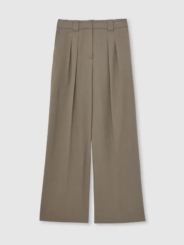REISS Wide-leg Pleated Trousers