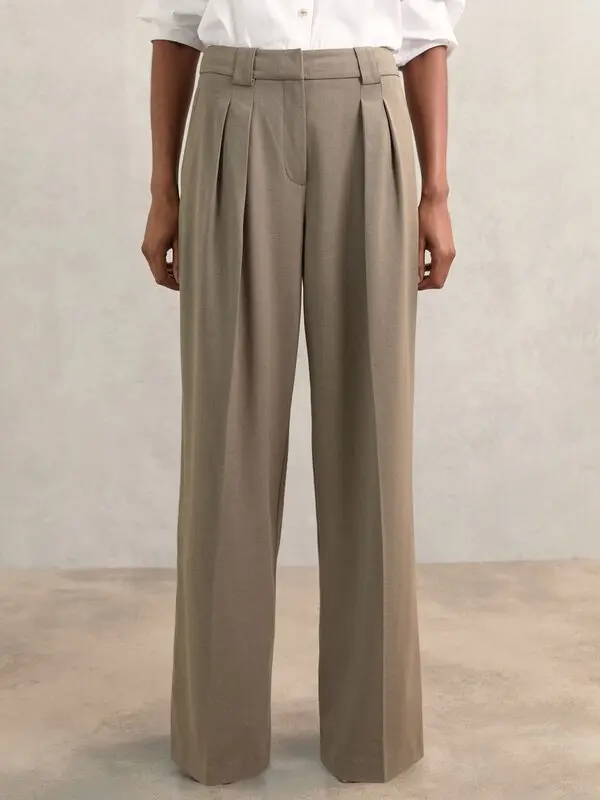 REISS Wide-leg Pleated Trousers