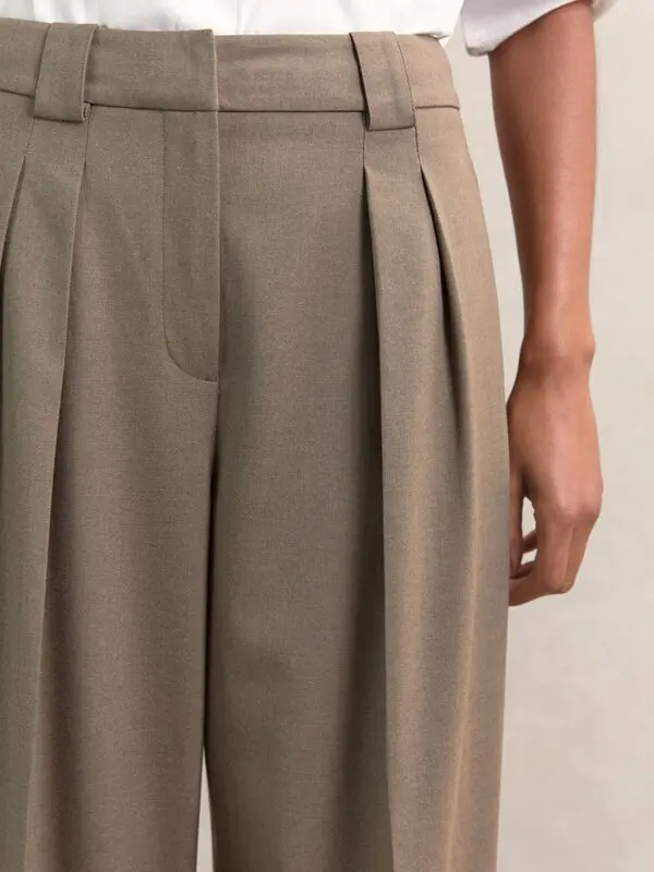 REISS Wide-leg Pleated Trousers