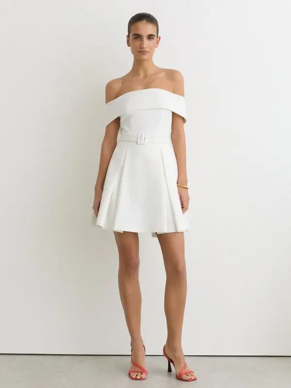 REISS Arwen Off-shoulder Mini Dress - Cream