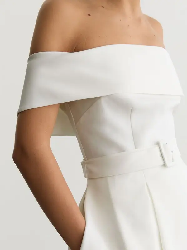 REISS Arwen Off-shoulder Mini Dress - Cream