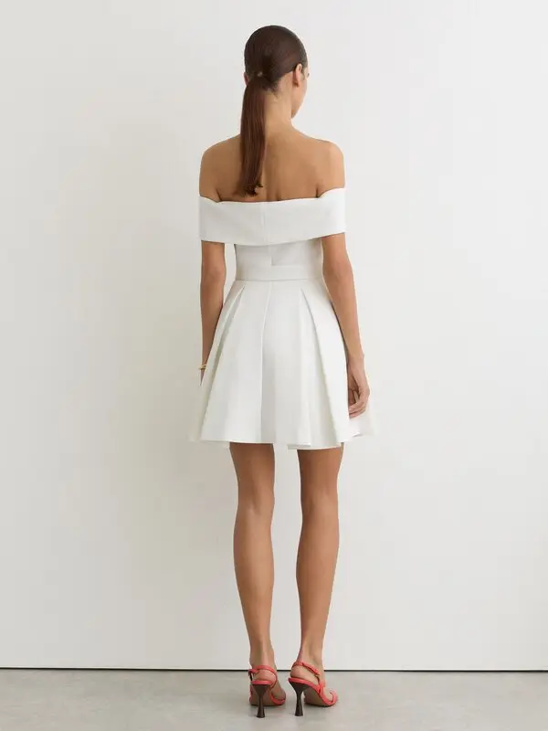 REISS Arwen Off-shoulder Mini Dress - Cream