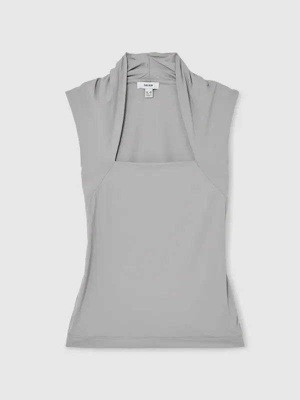 REISS Square-neck Ruched Sleeveless Top