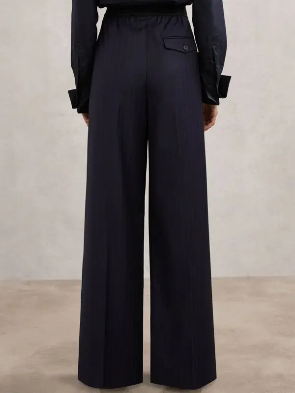 REISS Wool-blend Pinstripe Wide-leg Trousers