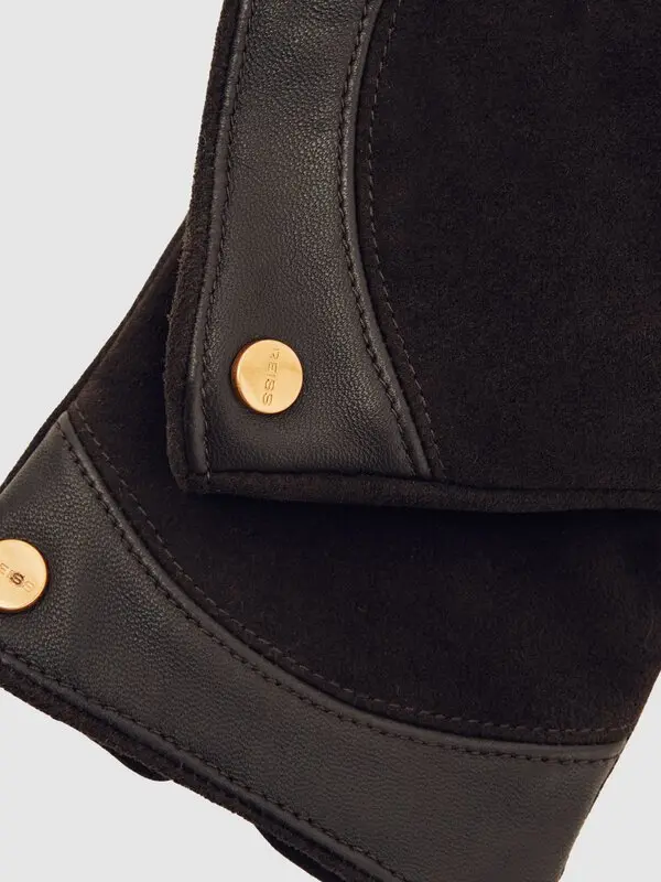 REISS Leather-trim Gloves