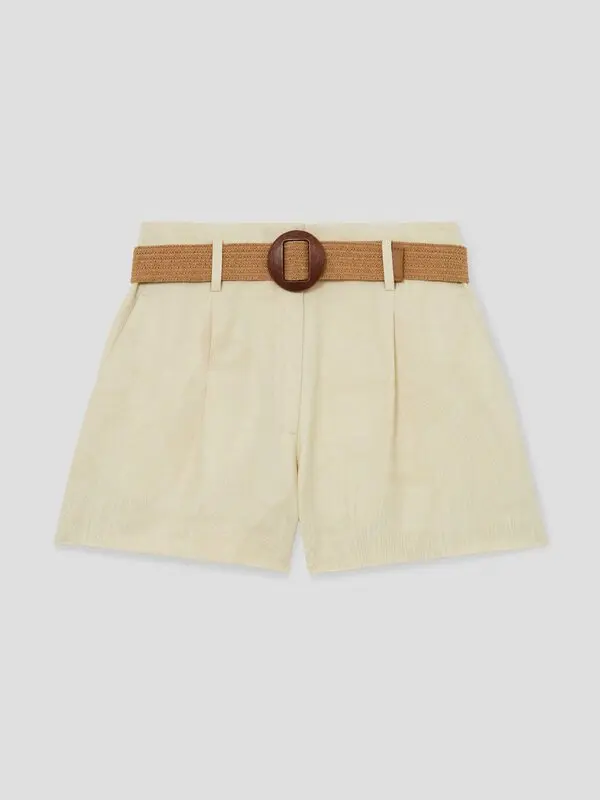 REISS Jacquard Belted Shorts With Linen