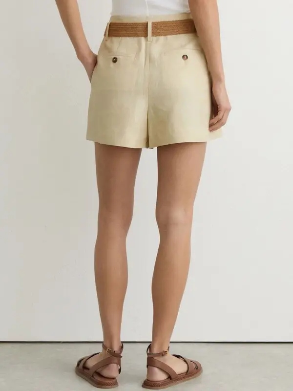 REISS Jacquard Belted Shorts With Linen