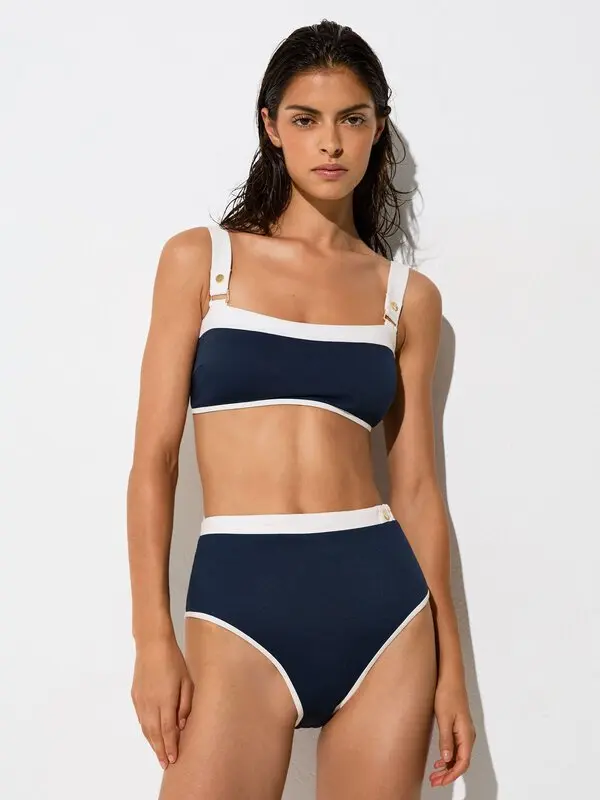 REISS Textured Colour-block Bikini Bottoms