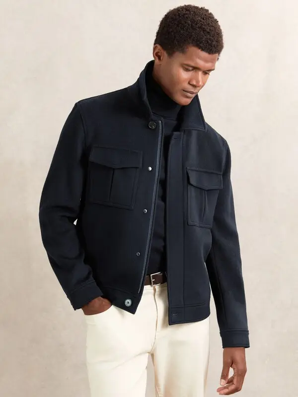 REISS Wool Blend Twin Pocket Zipped Jacket