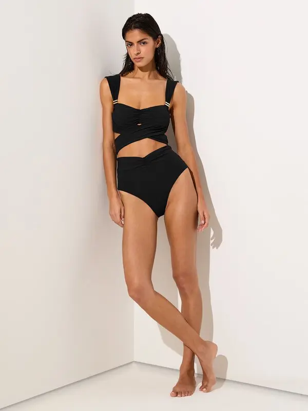 REISS Twist-front Ruched Bikini Top