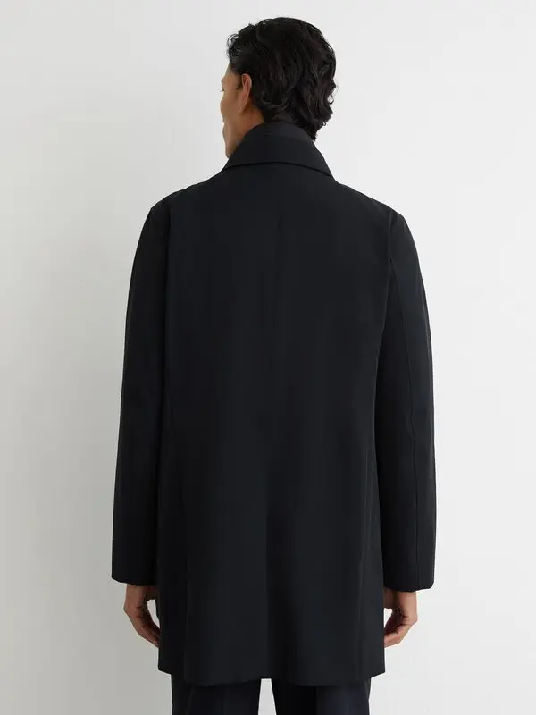 REISS Logan Hybrid Removable Funnel Neck Overcoat - Navy