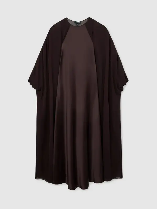 ATELIER Satin Cape Maxi Dress - Grape