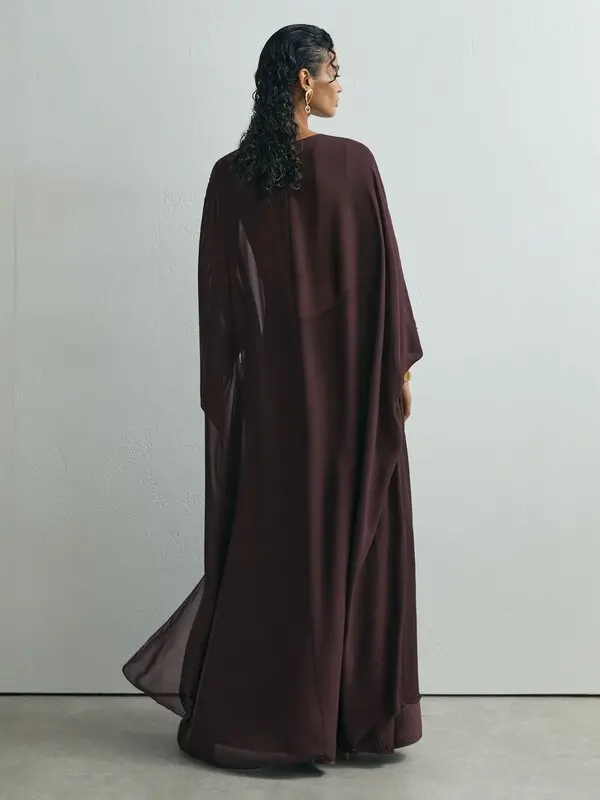 ATELIER Satin Cape Maxi Dress - Grape