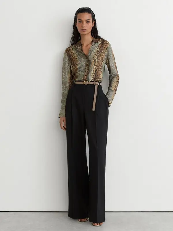 REISS Neutral & Grey Snakeskin-print Long-sleeve Shirt