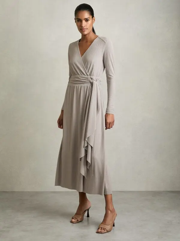 REISS Madeline Midi Dress Ribbed
