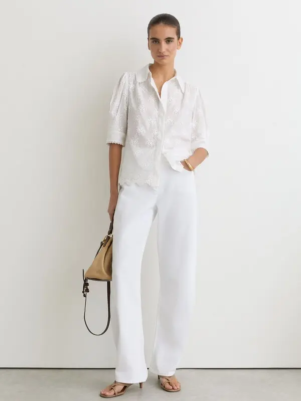 REISS Cotton Floral-embroidered Shirt