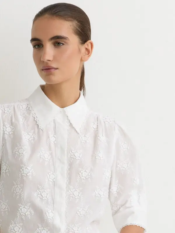 REISS Cotton Floral-embroidered Shirt