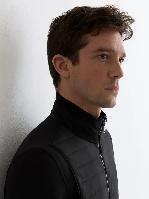 REISS Hybrid Interlock-jersey Quilted Jacket