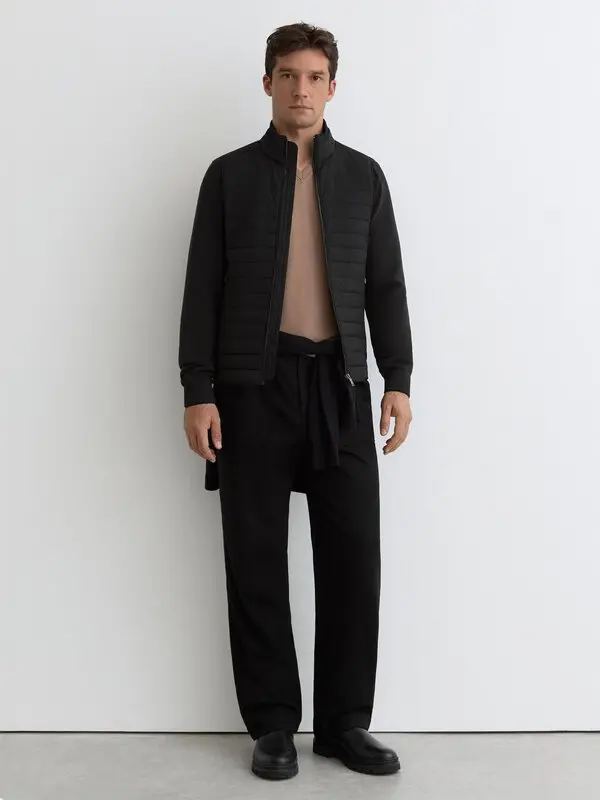 REISS Hybrid Interlock-jersey Quilted Jacket