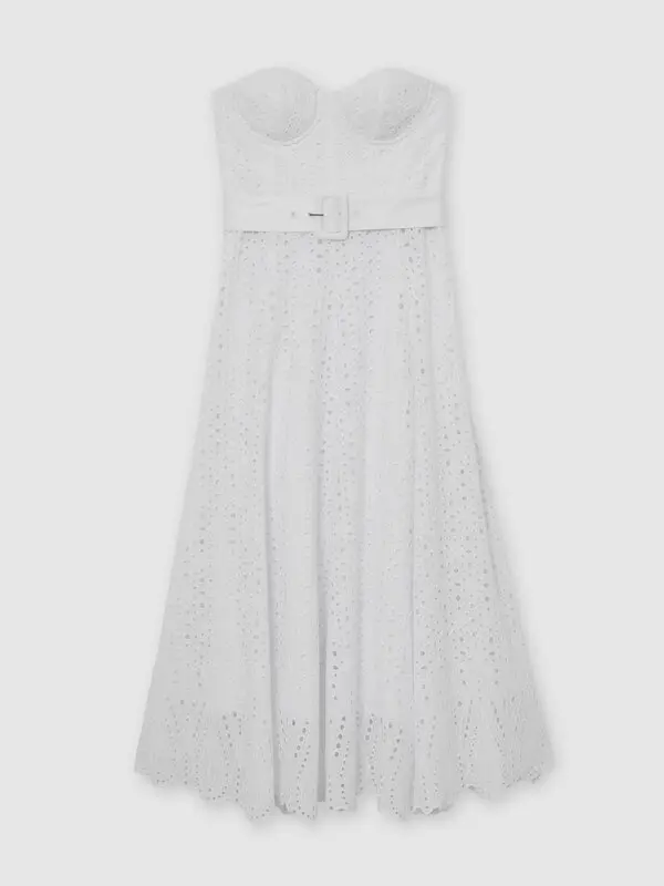 REISS Lace Strapless Bustier Midi Dress