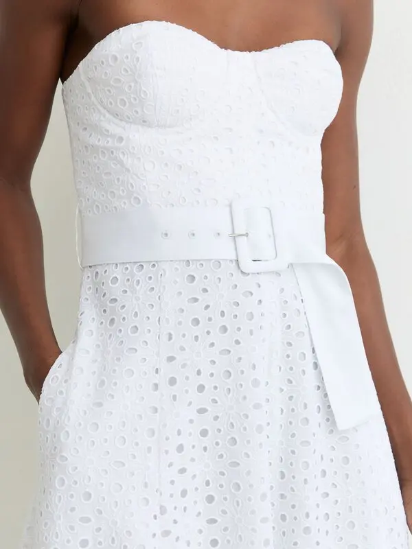 REISS Lace Strapless Bustier Midi Dress