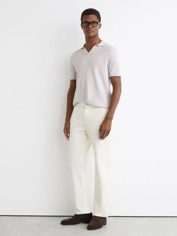 REISS Open-collar Textured-knit Polo Shirt
