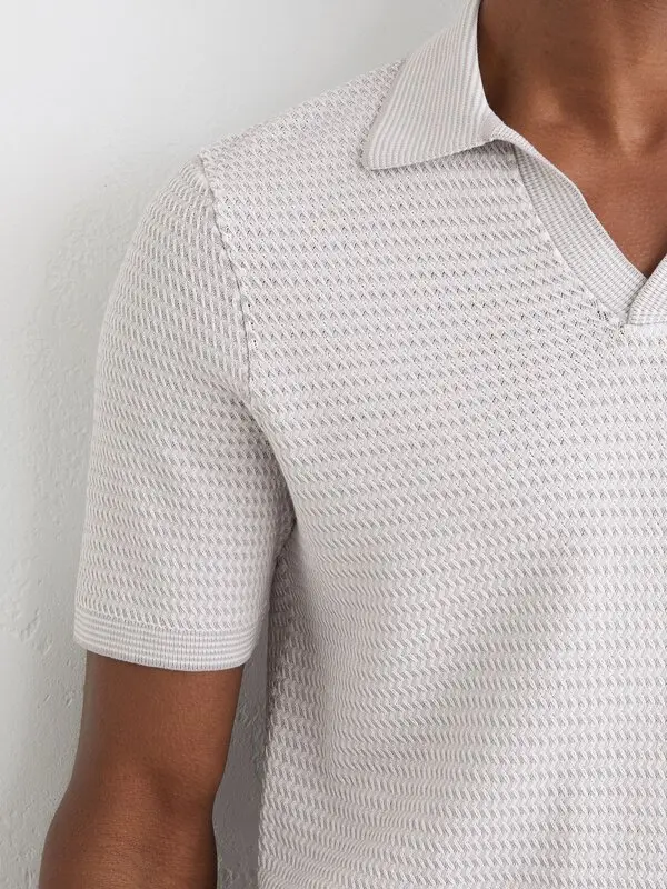 REISS Open-collar Textured-knit Polo Shirt