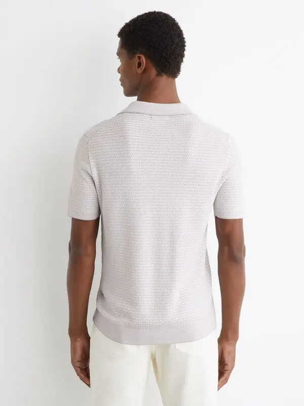 REISS Open-collar Textured-knit Polo Shirt