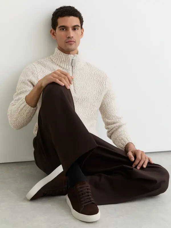 REISS Marled Half-zip Knitted Jumper With Wool