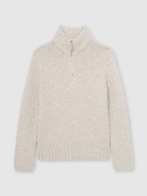 REISS Marled Half-zip Knitted Jumper With Wool