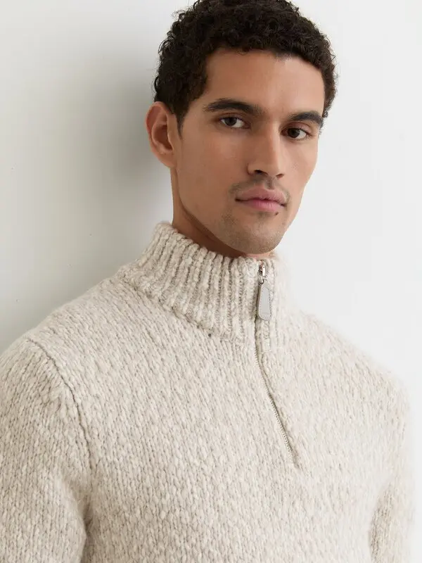 REISS Marled Half-zip Knitted Jumper With Wool