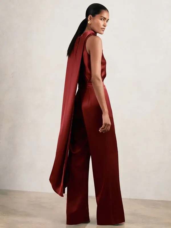 REISS Satin Cape-sash Jumpsuit