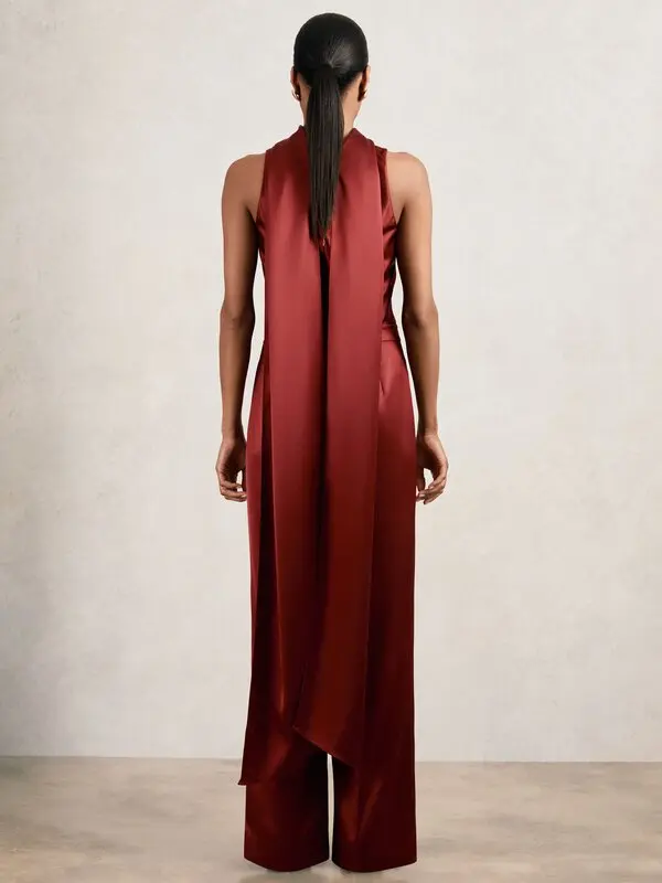 REISS Satin Cape-sash Jumpsuit