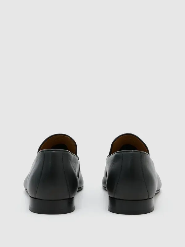 REISS Leather Apron-stitch Loafers - Black