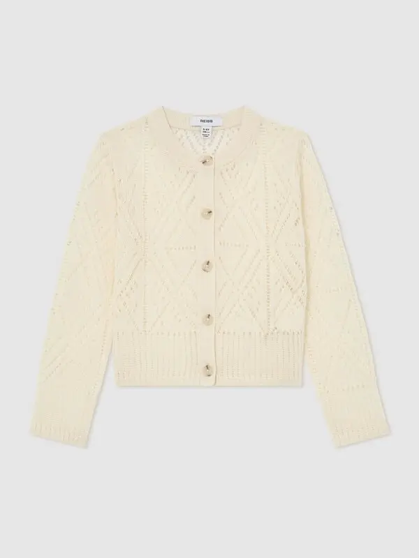 REISS Cotton-blend Open-knit Cardigan