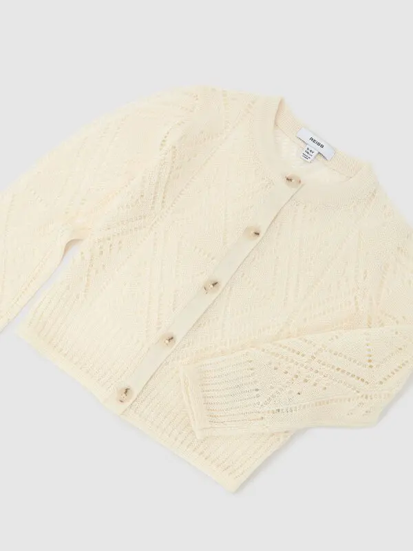 REISS Cotton-blend Open-knit Cardigan