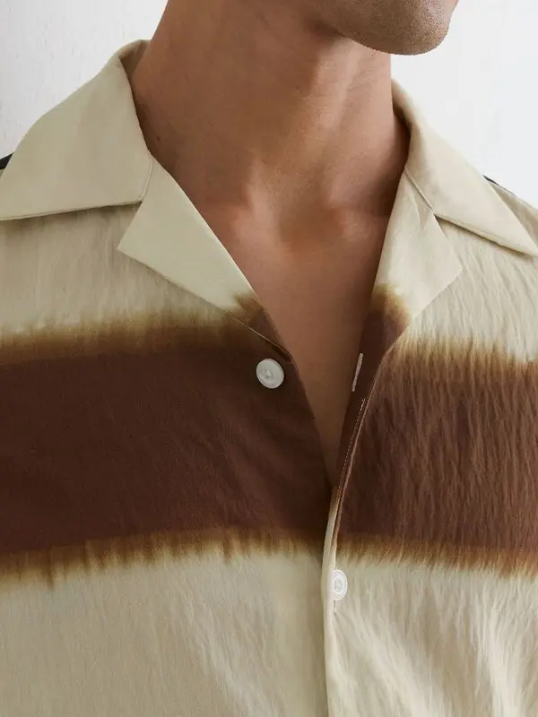 REISS Block-stripe Cuban-collar Shirt