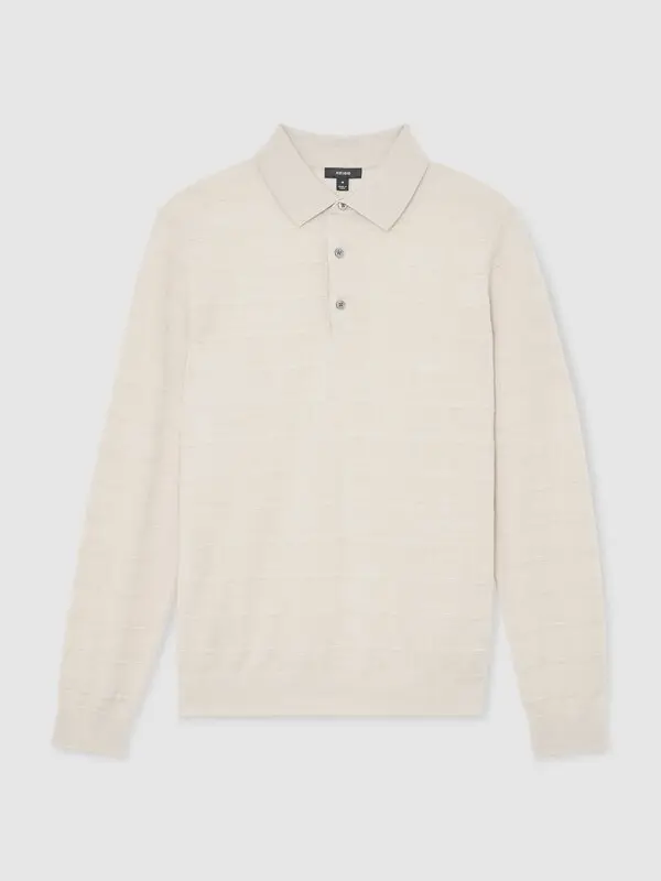 REISS Check-texture Long-sleeve Polo Jumper With Wool
