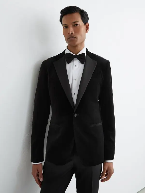 REISS Ace Tailored Fit Velvet Single-breasted Blazer