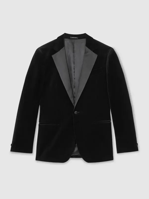REISS Ace Tailored Fit Velvet Single-breasted Blazer