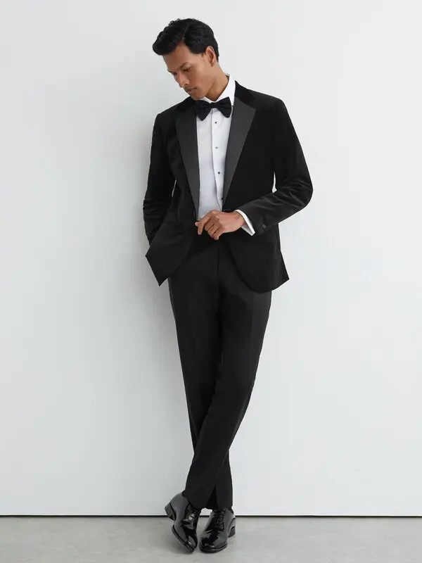 REISS Ace Tailored Fit Velvet Single-breasted Blazer