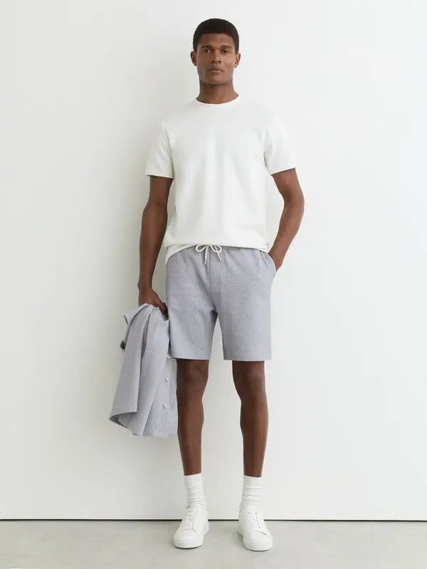 REISS Jacquard Textured Drawstring Shorts