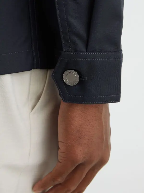 REISS Cotton-twill Four-pocket Overshirt - Navy