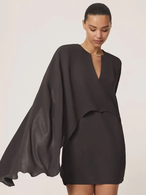 REISS Chain-detail Cape Mini Dress - Black