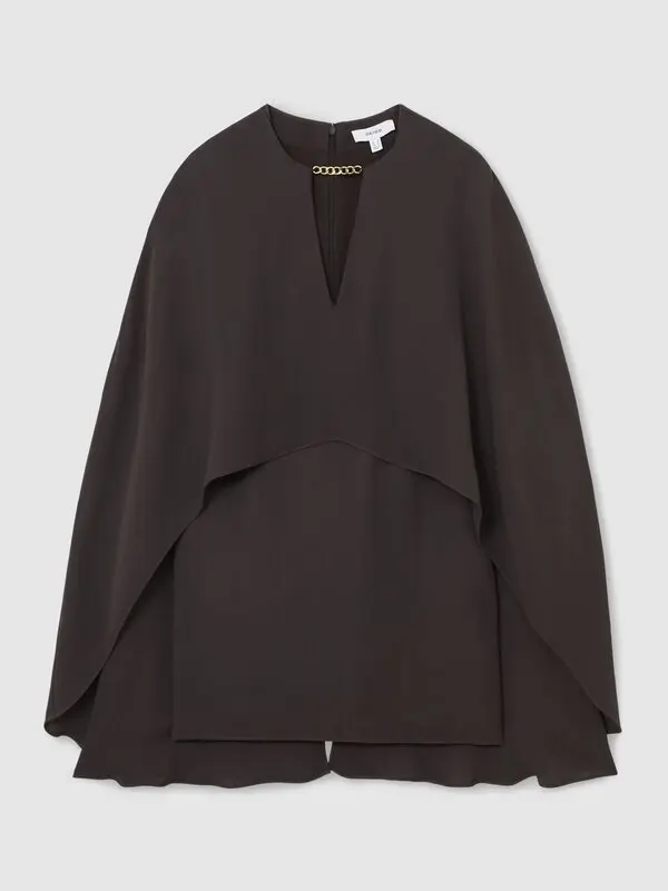 REISS Chain-detail Cape Mini Dress - Black