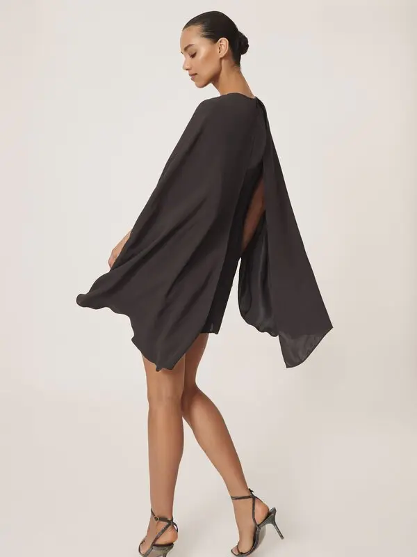 REISS Chain-detail Cape Mini Dress - Black