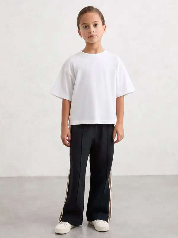 REISS Cotton Blend Straight-leg Trousers With Side Stripes