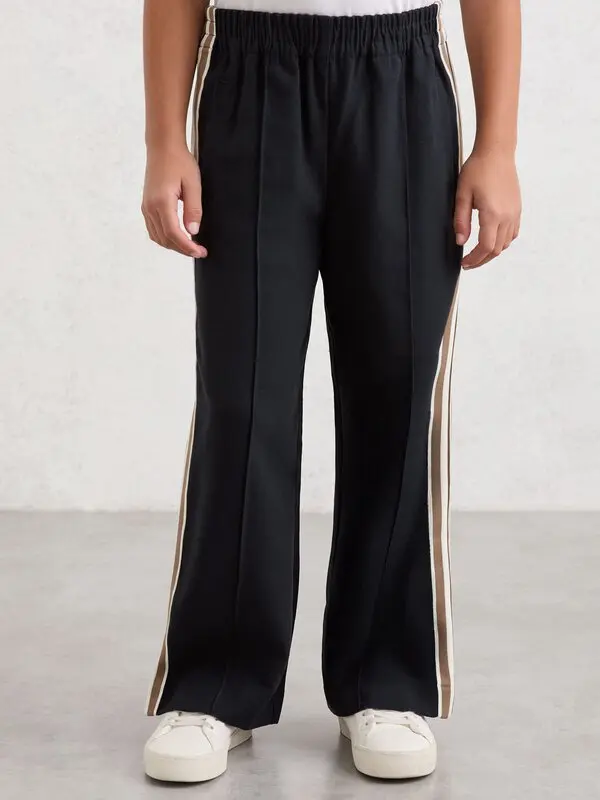 REISS Cotton Blend Straight-leg Trousers With Side Stripes