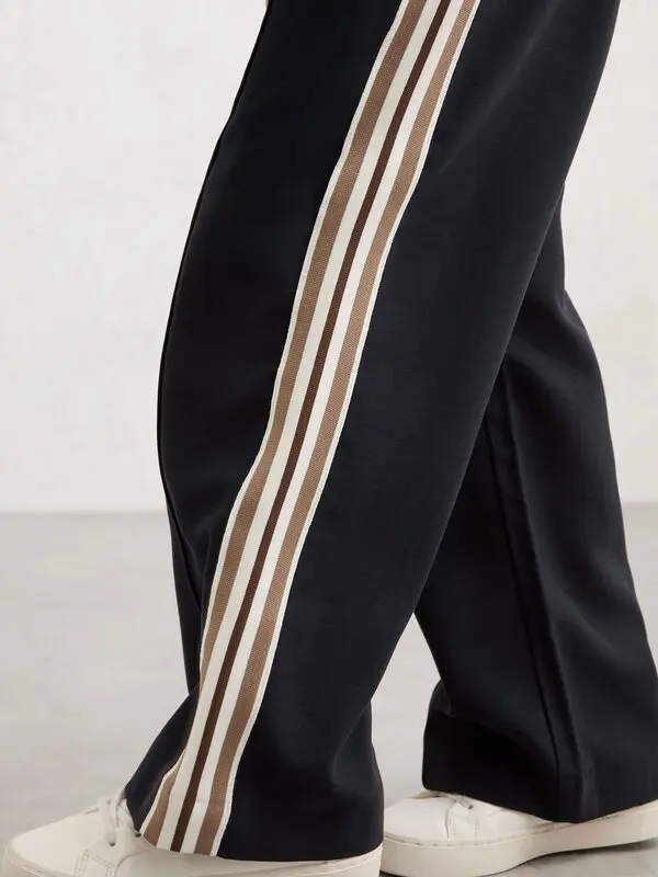 REISS Cotton Blend Straight-leg Trousers With Side Stripes
